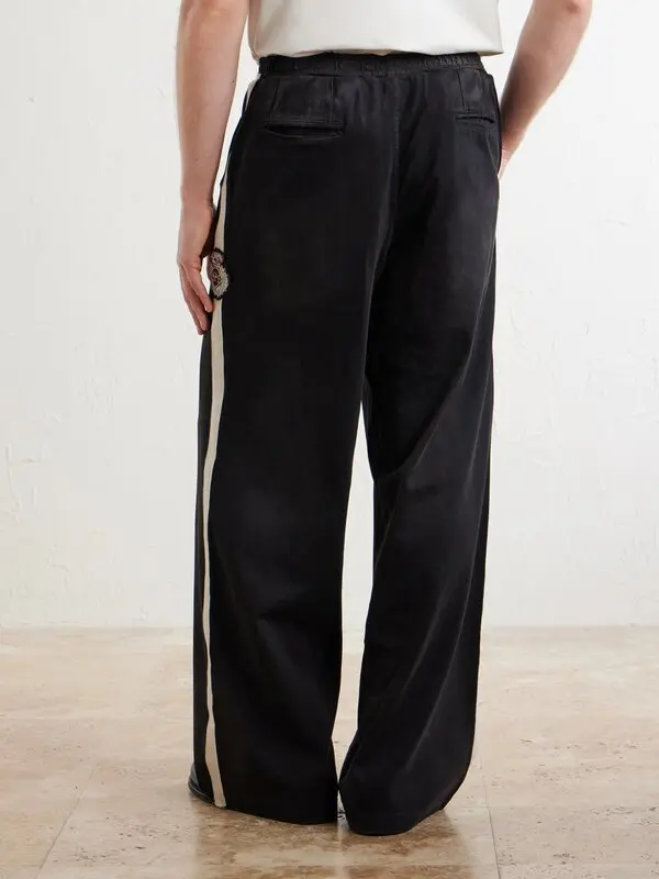 424 Straight-leg Distressed Striped Cotton-jersey Sweatpants