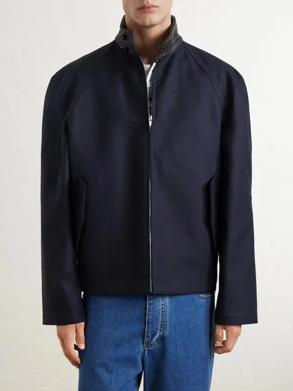 Bottega Veneta Leather-trimmed Cotton-gabardine Blouson Jacket
