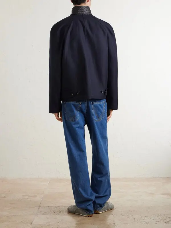 Bottega Veneta Leather-trimmed Cotton-gabardine Blouson Jacket