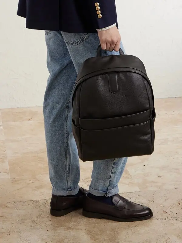 Canali Full-grain Leather Backpack