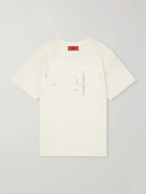 424 Logo-print Cotton-jersey T-shirt - Neutrals