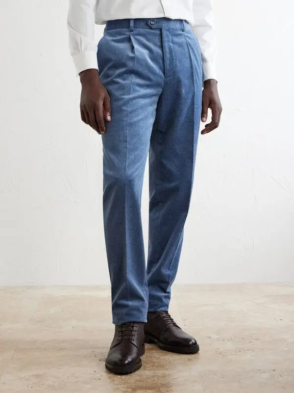 Brunello Cucinelli Straight-leg Pleated Cotton-velvet Suit Trousers