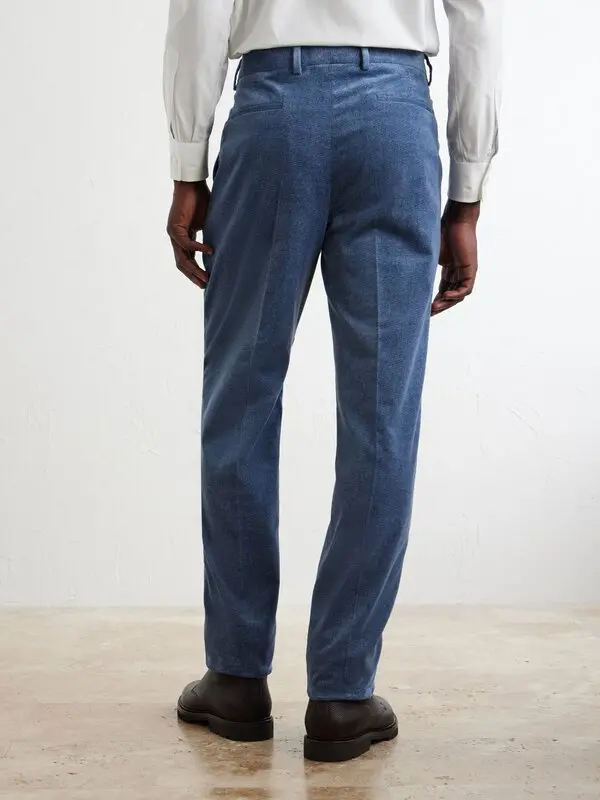Brunello Cucinelli Straight-leg Pleated Cotton-velvet Suit Trousers