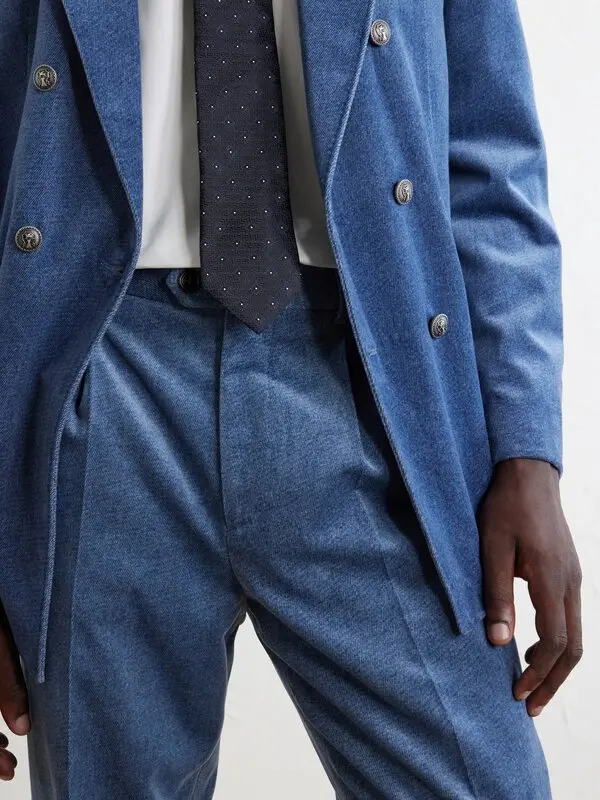 Brunello Cucinelli Straight-leg Pleated Cotton-velvet Suit Trousers
