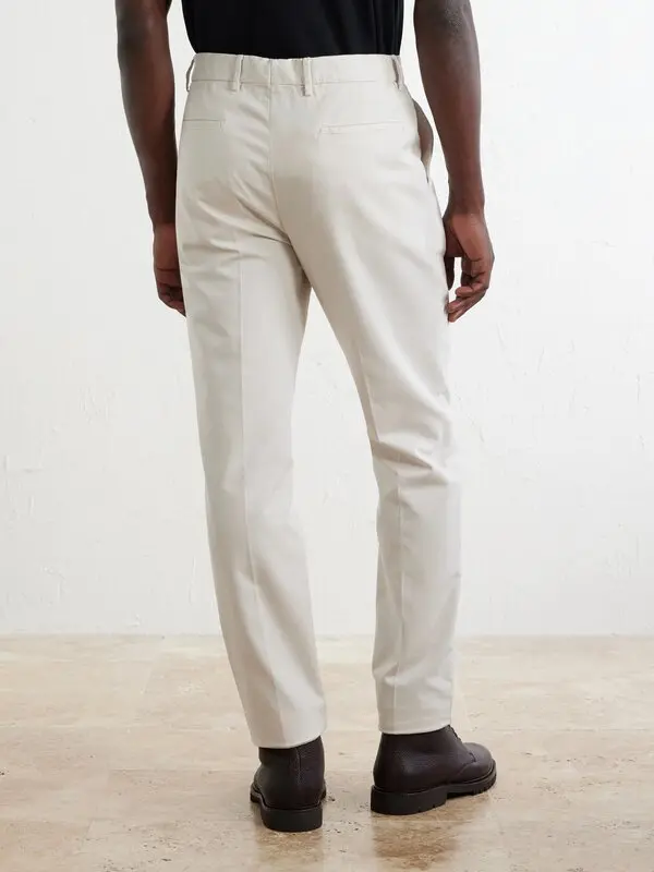 Brunello Cucinelli Straight-leg Pleated Cotton-twill Trousers - Neutrals