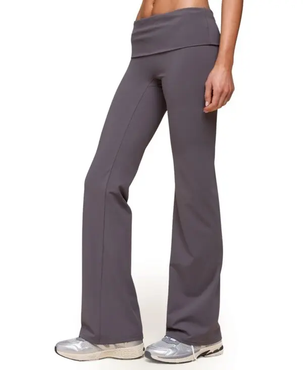 EDIKTED Oriane Foldover Flared Leggings - Gray