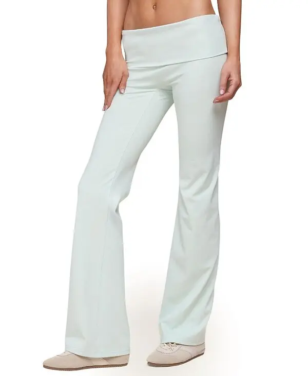 EDIKTED Oriane Foldover Flared Leggings - Mint