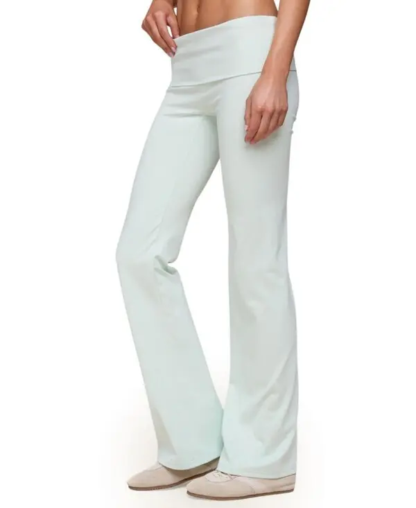 EDIKTED Oriane Foldover Flared Leggings - Mint