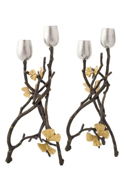 Michael Aram Butterfly Ginkgo Set Of 2 Candleholders