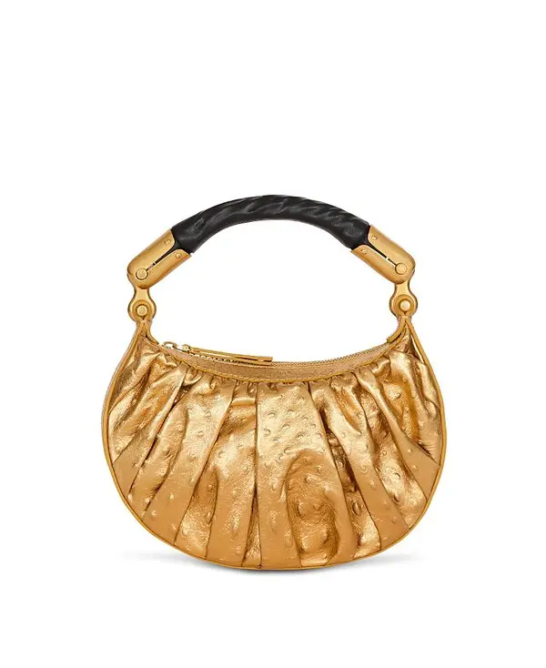 Balmain Ebene Mini Bag In Lame Leather - Gold