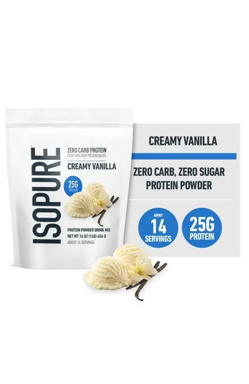 ISOPURE Zero Carb 100% Whey Protein Isolate Powder, Creamy Vanilla, 25g Protein - None