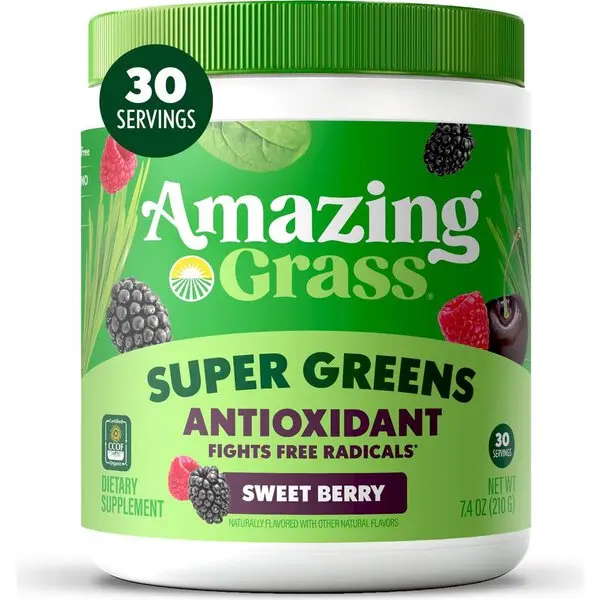 AMAZING GRASS Greens Blend Powder With Organic Spirulina, Beet Root, Elderberry, Bilberry - None