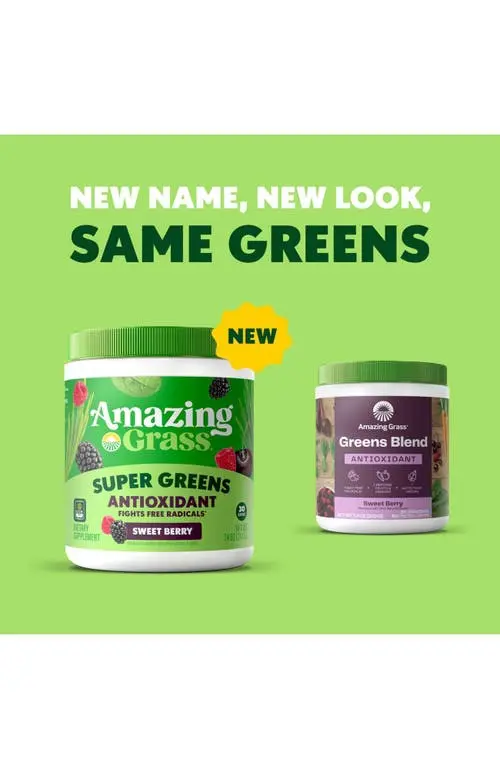 AMAZING GRASS Greens Blend Powder With Organic Spirulina, Beet Root, Elderberry, Bilberry