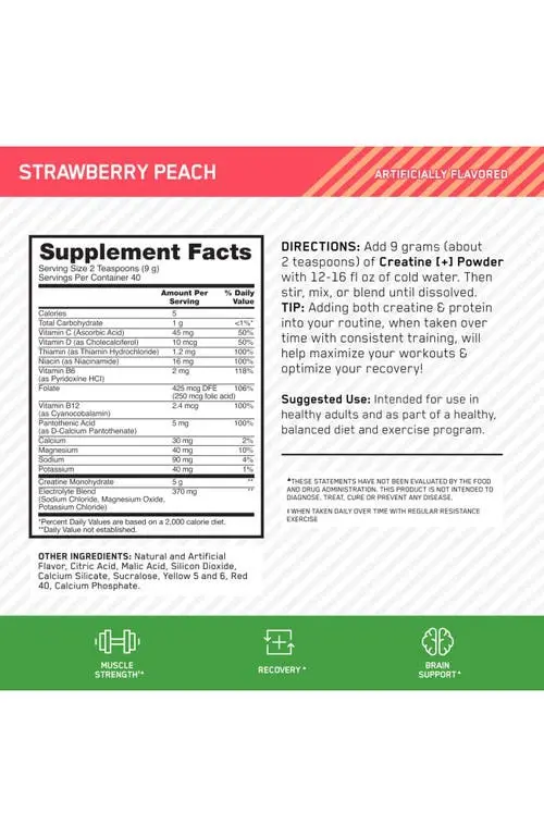 OPTIMUM NUTRITION Creatine Monohydrate Plus Powder With Electrolytes And Vitamins
