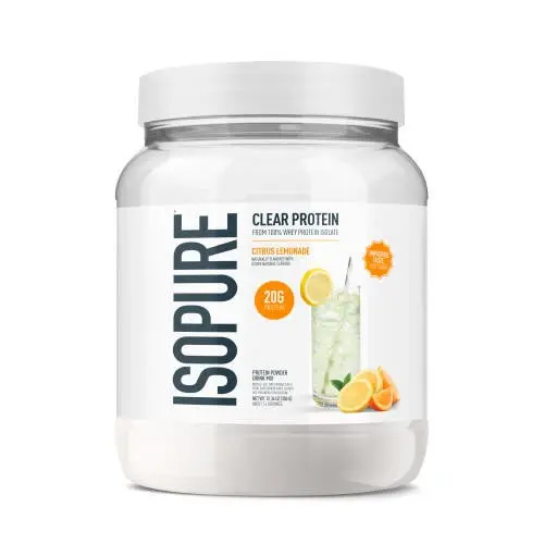 ISOPURE Clear Low Carb 100% Whey Protein Isolate Powder, Citrus Lemonade, 20g Protein - None