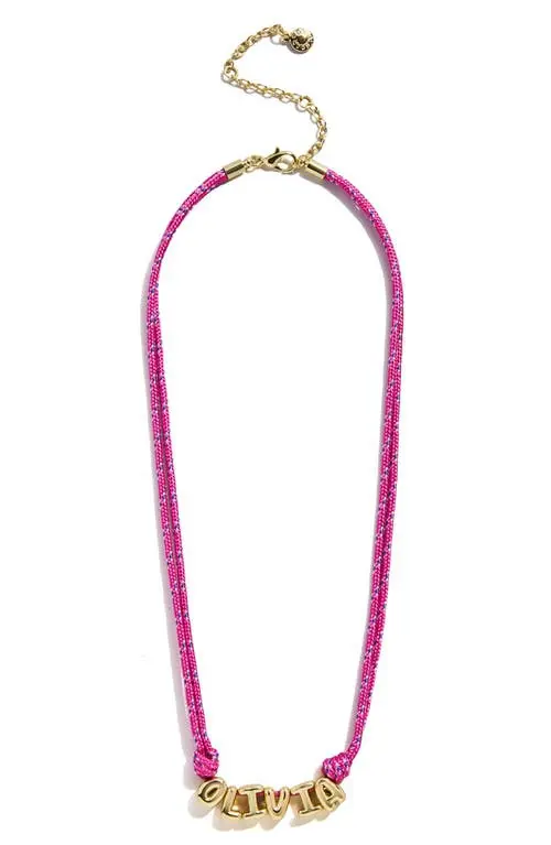 Baublebar Custom Bubble Letter Paracord Necklace - Pink