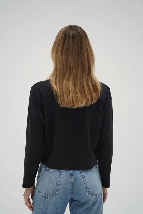 Lna Ava Spandex Jersey Long Sleeve Crewneck - Black