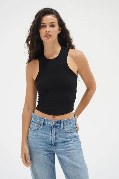 Lna Detra Ribbed Racerback Tank - Black