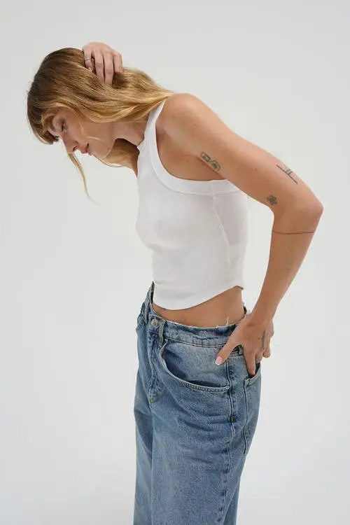 Lna Detra Ribbed Tank - White