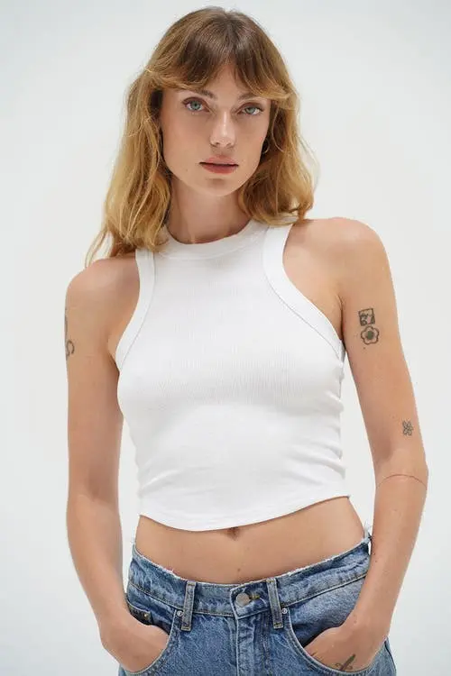 Lna Detra Ribbed Tank - White