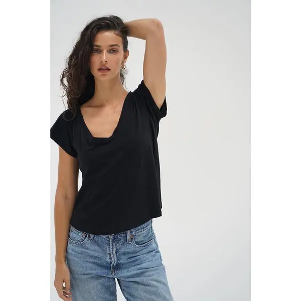 Lna Kaden Cotton V Neck - Black