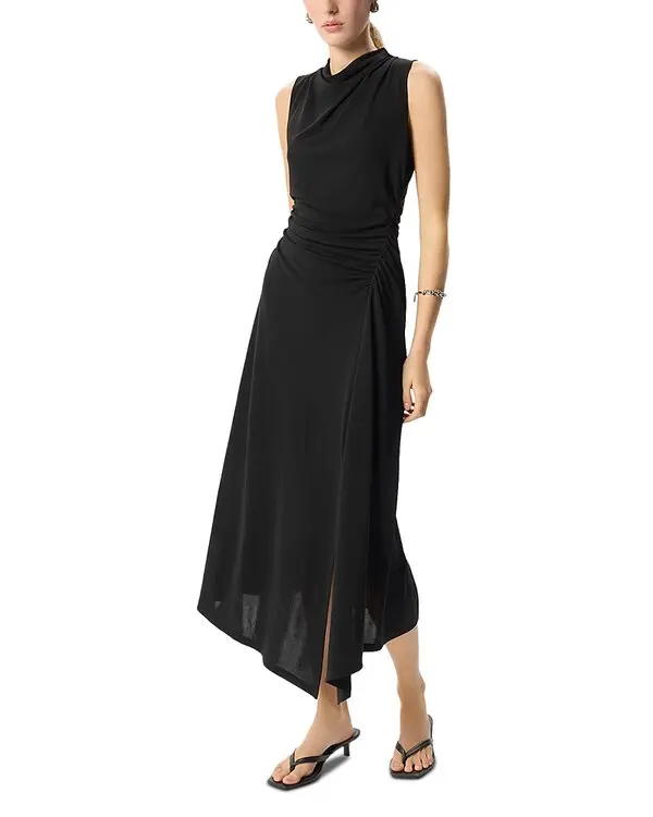 Whistles Ruched Halter Jersey Dress - Black