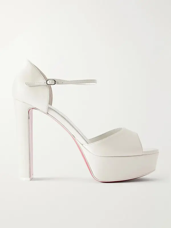 CHRISTIAN LOUBOUTIN Leather Platform Sandals - White
