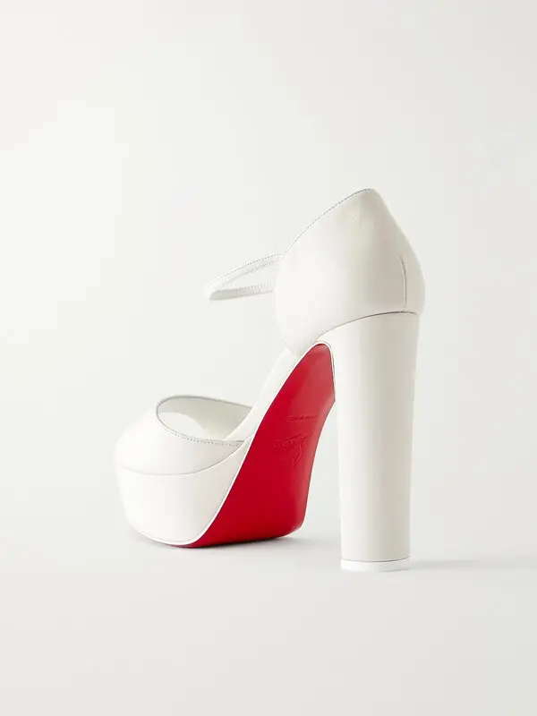 CHRISTIAN LOUBOUTIN Leather Platform Sandals - White