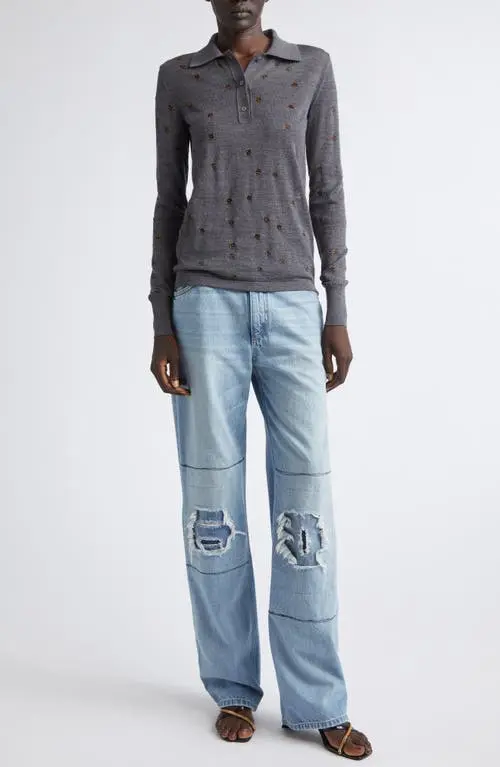 Stella McCartney Distressed Patched Straight Let Jeans