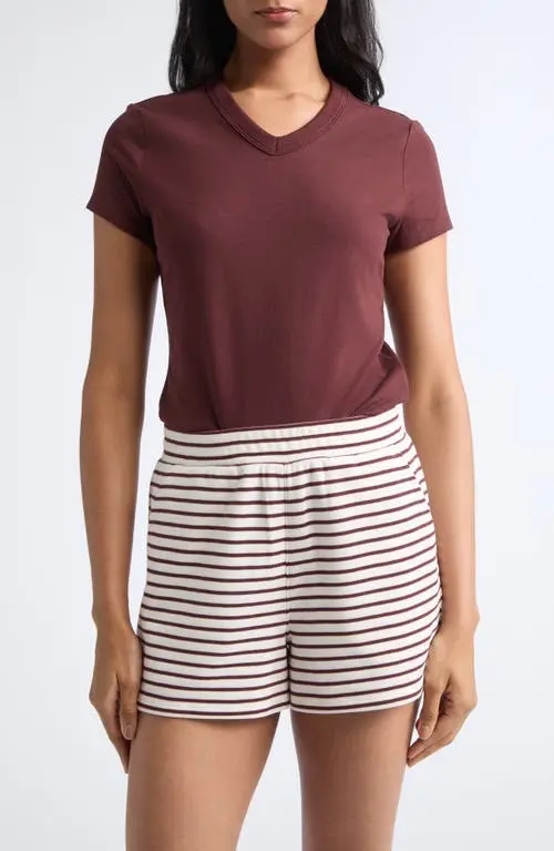 Veronica Beard Devin Short Sleeve V-neck Tee - Raisin