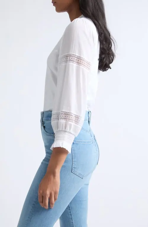 Veronica Beard Bellamie Lace Inset Cotton Top - White