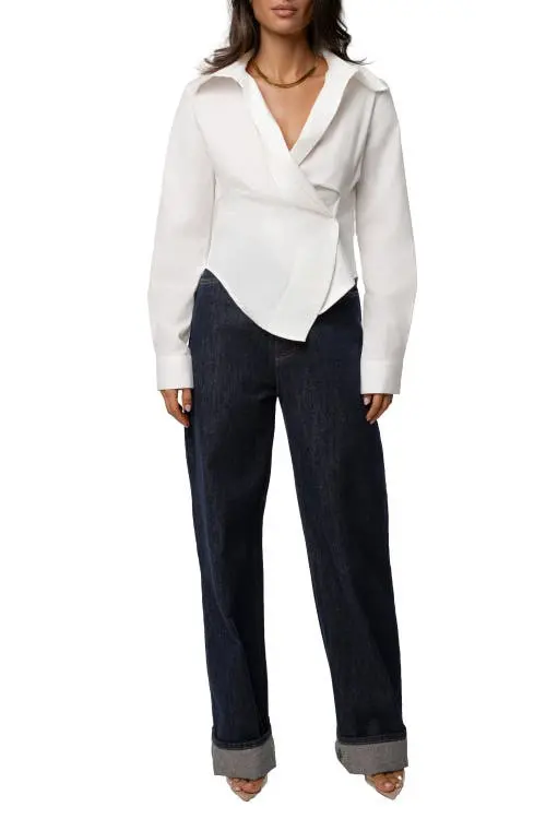 JLUXLABEL Asymmetrical Button-up Blouse - Ivory