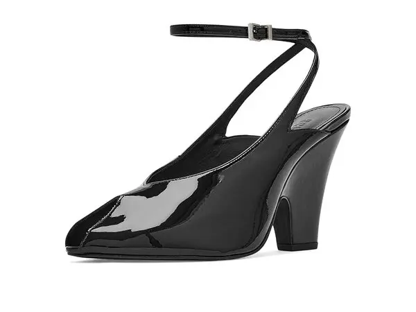 Schutz Liv Pump With Architectural Heel And Buckle Strap - Black