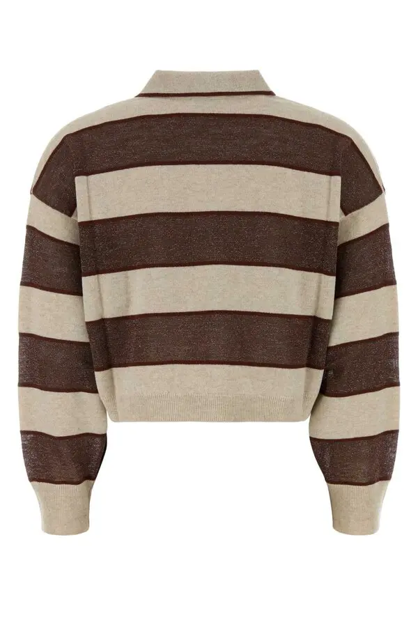 Brunello Cucinelli Embroidered Wool Blend Polo Shirt