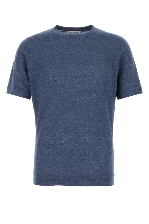 Brunello Cucinelli Linen Blend Crew Neck Sweater - Blue