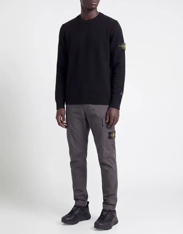 Stone Island Wool And Polyamide Crewneck Sweater - Black