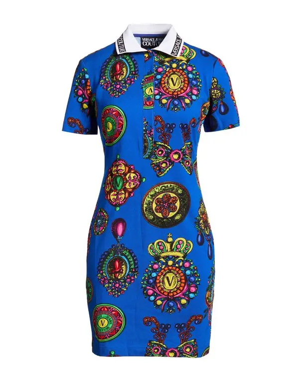 Versace Multicolor Print Cotton Polo Dress