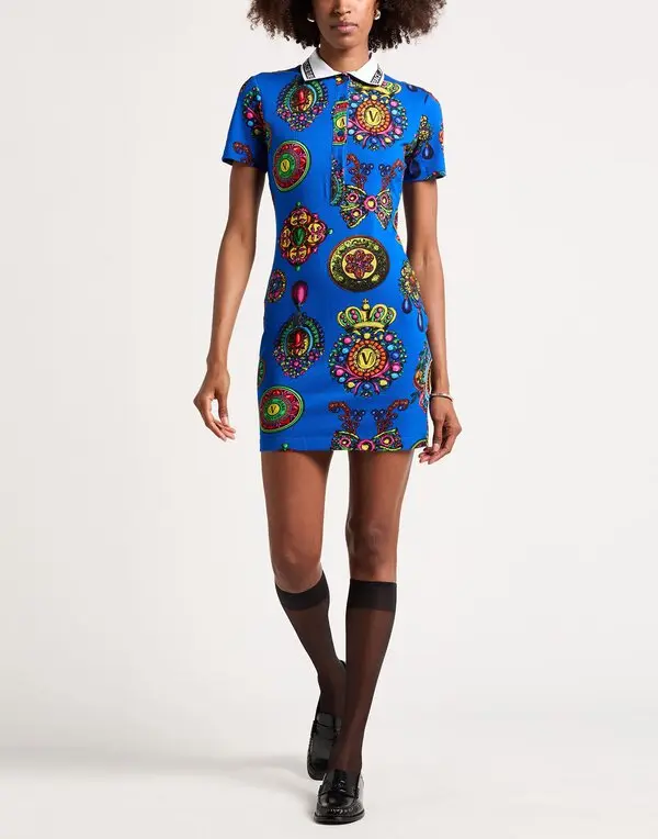Versace Multicolor Print Cotton Polo Dress