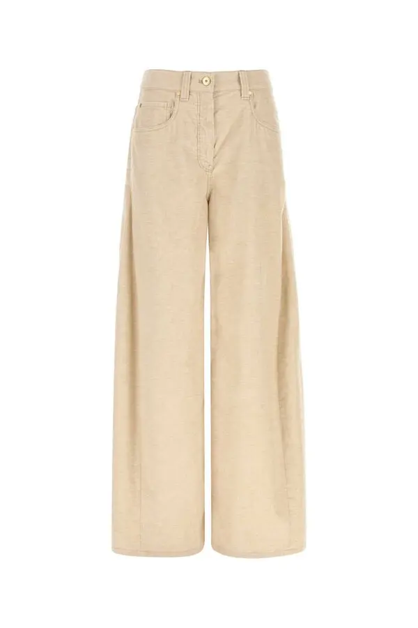 Brunello Cucinelli Sand Corduroy Wide-leg Pant - Brown