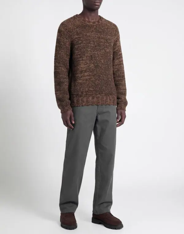 LANEUS Mélange Crewneck Sweater In Alpaca Wool And Organic Cotton Blend - Beige