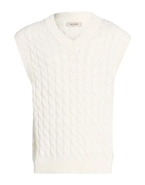 ONLY & SONS Cable-knit Sleeveless V-neck Sweater Vest