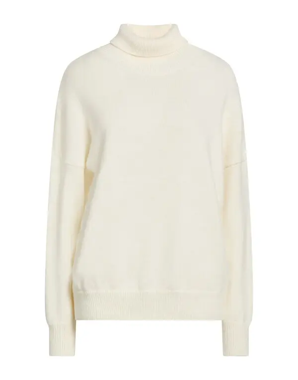 CARLA G. Turtleneck Wool Alpaca Blend Sweater - Cream