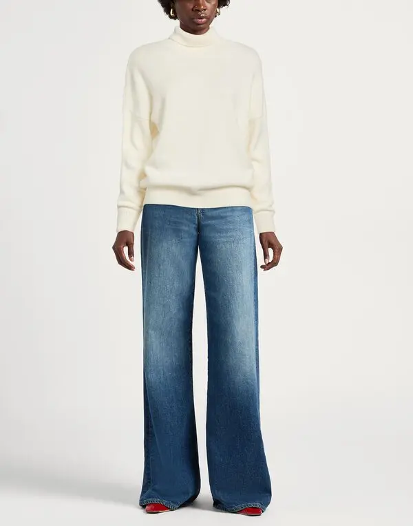 CARLA G. Turtleneck Wool Alpaca Blend Sweater - Cream