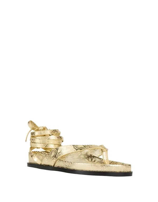 ARIZONA LOVE Thong Sandals In Metallic Paisley-print Leather
