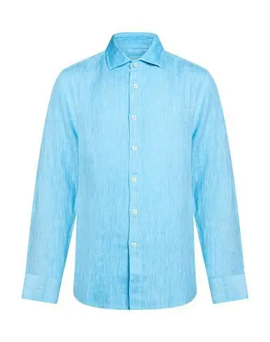 120% Lino Shirt Size Linen - Azure