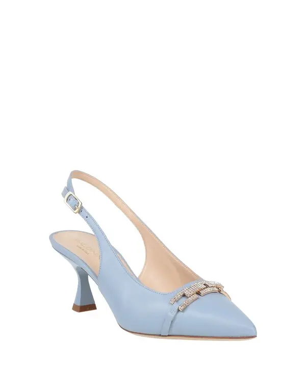 BALDININI Slingback Pumps In Leather With Crystal Embellishments - Blue