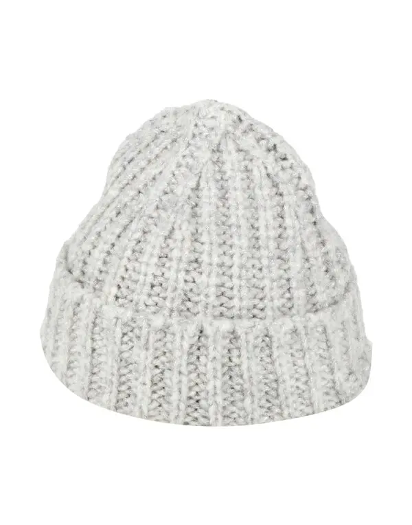 ANNA MOLINARI Wool, Metal Fiber, And Polyamide Beanie - Light Grey