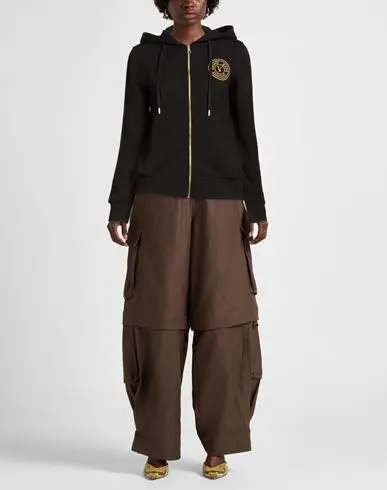 Versace Cotton Terry Zip Up Hoodie With Metallic Logo