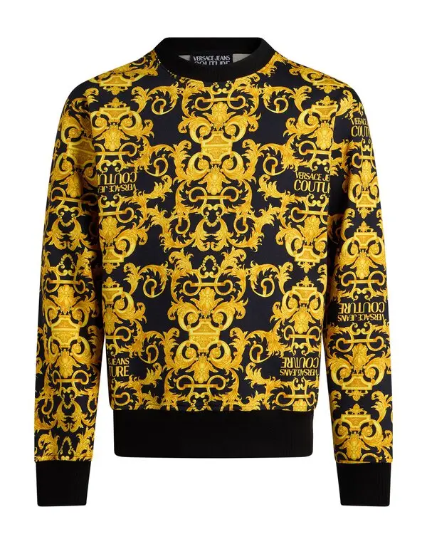 Versace Crewneck Sweatshirt With Signature Print - Black