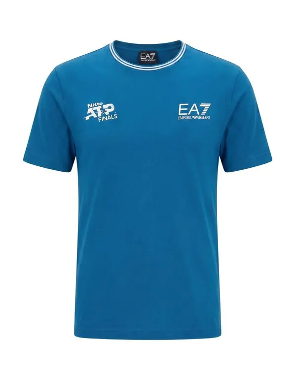 EA7 T-shirt Azure Size Polyester, Cotton, Elastane